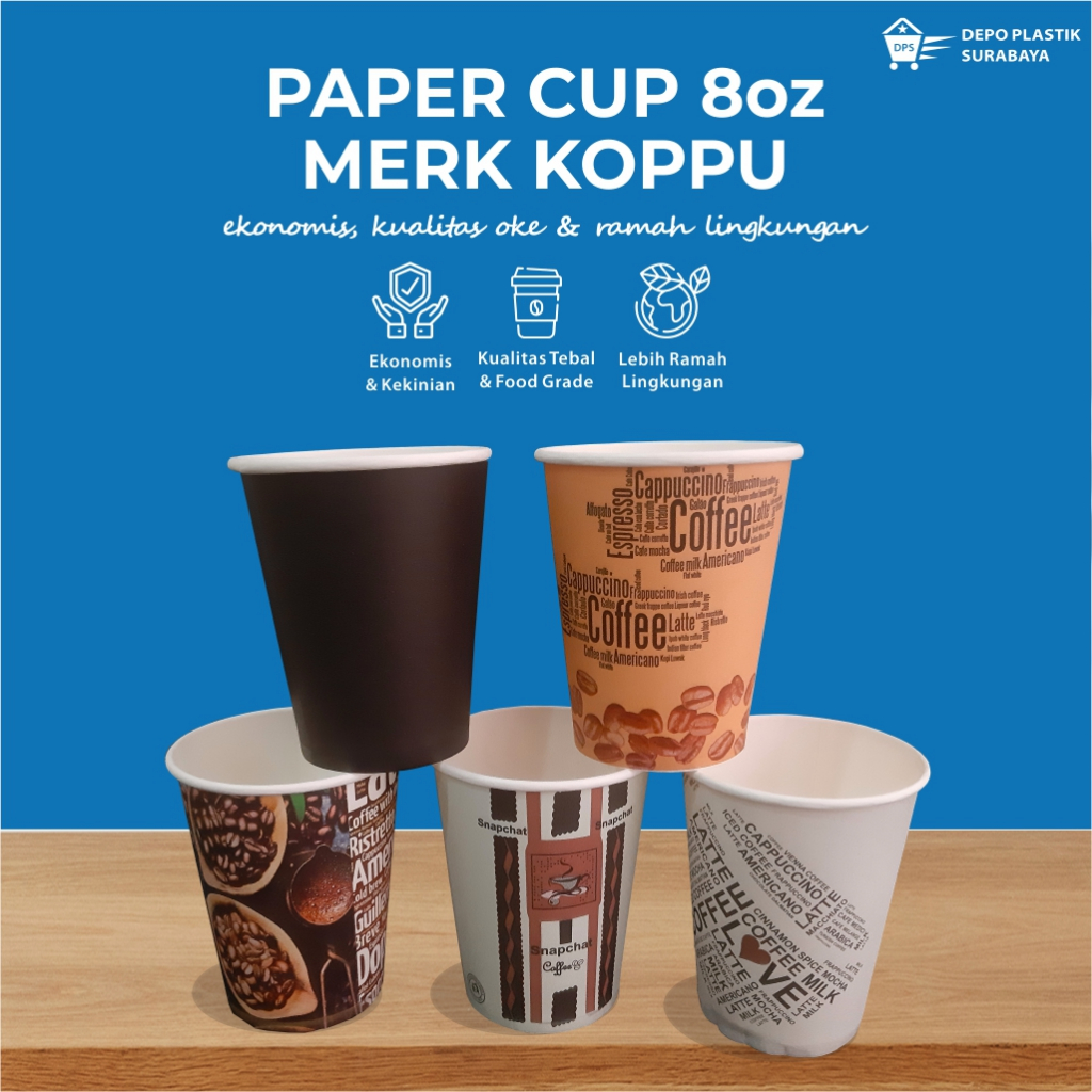 Jual Paper Cup 8oz Motif Kekinian / Paper Cup Koppu / Gelas Kopi / Gelas Kertas | Shopee Indonesia