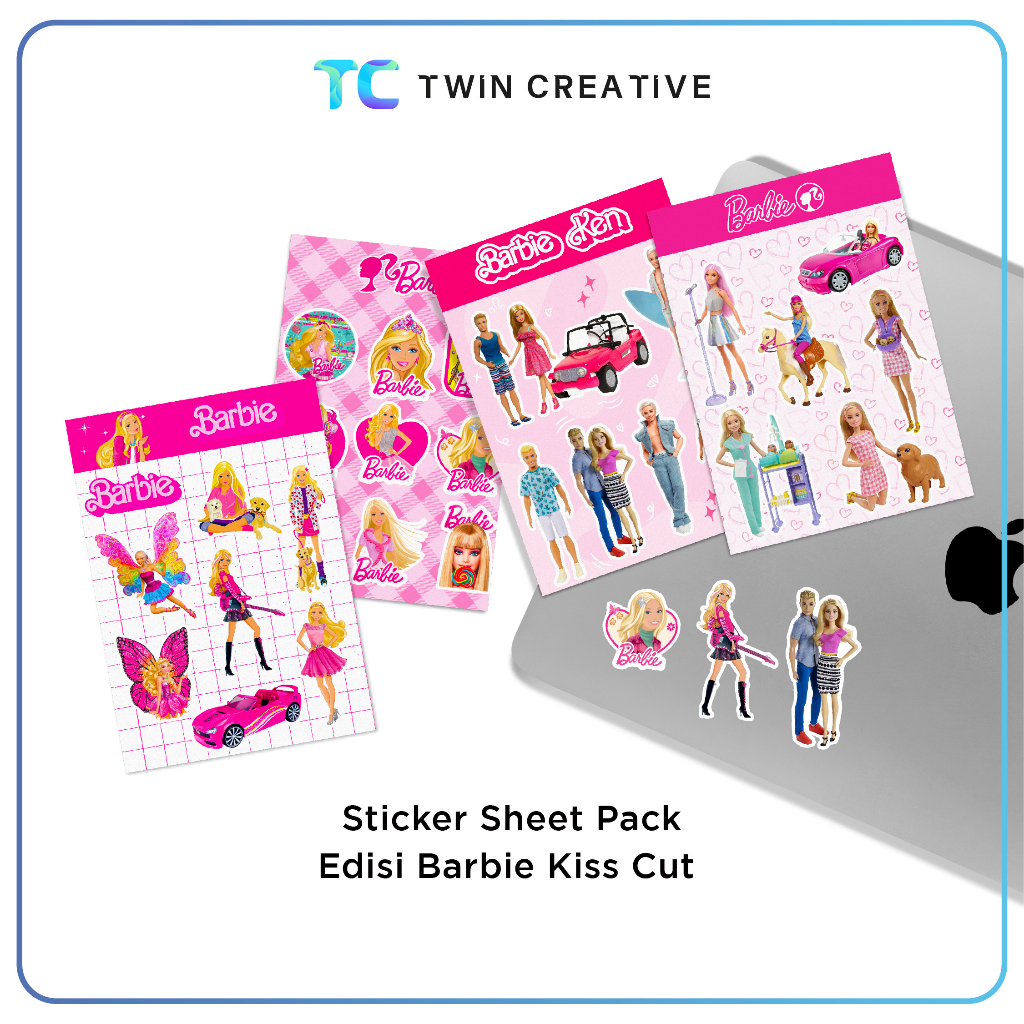 Jual Cetak Sticker Sheet Pack Edisi Barbie Label DIY Laptop Deco Anti ...
