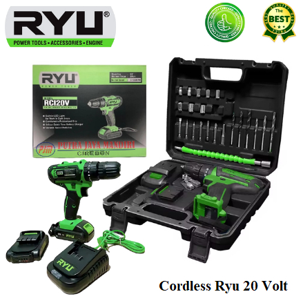 Jual Cordless Ryu RCI20 Volt Set Cordless Impact Drill Bor Batrei Beton ...