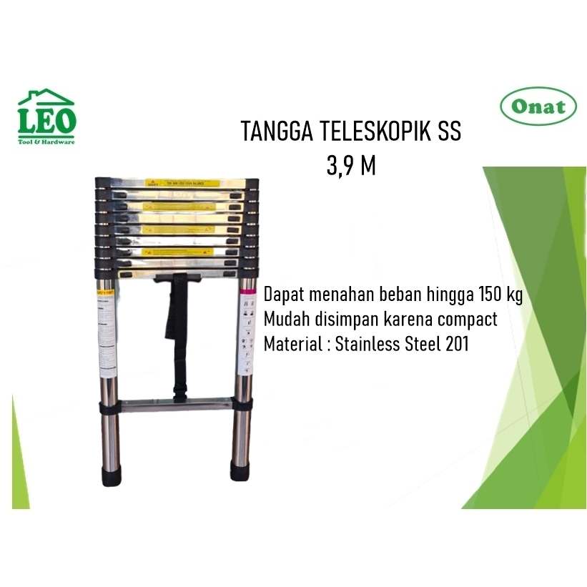 Jual Tangga Lipat Stainless Steel Teleskopik 3,9 M Single Telescopic ...