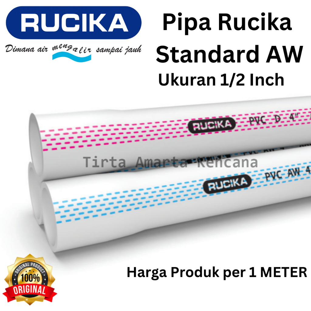 Jual Pipa PVC Rucika AW 1/2 Inch / Pipa Paralon Rucika 1/2 Inch | Shopee Indonesia