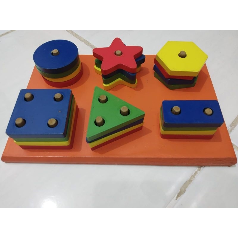 Jual SECOND Mainan Edukasi Kayu / Shape Sorting Wooden Toys | Shopee ...
