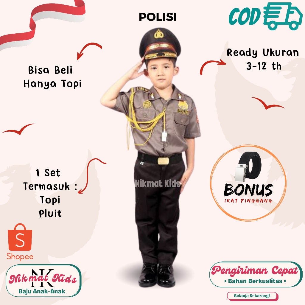 Jual Baju polisi anak laki laki seragam polisi anak kostum polisi ...