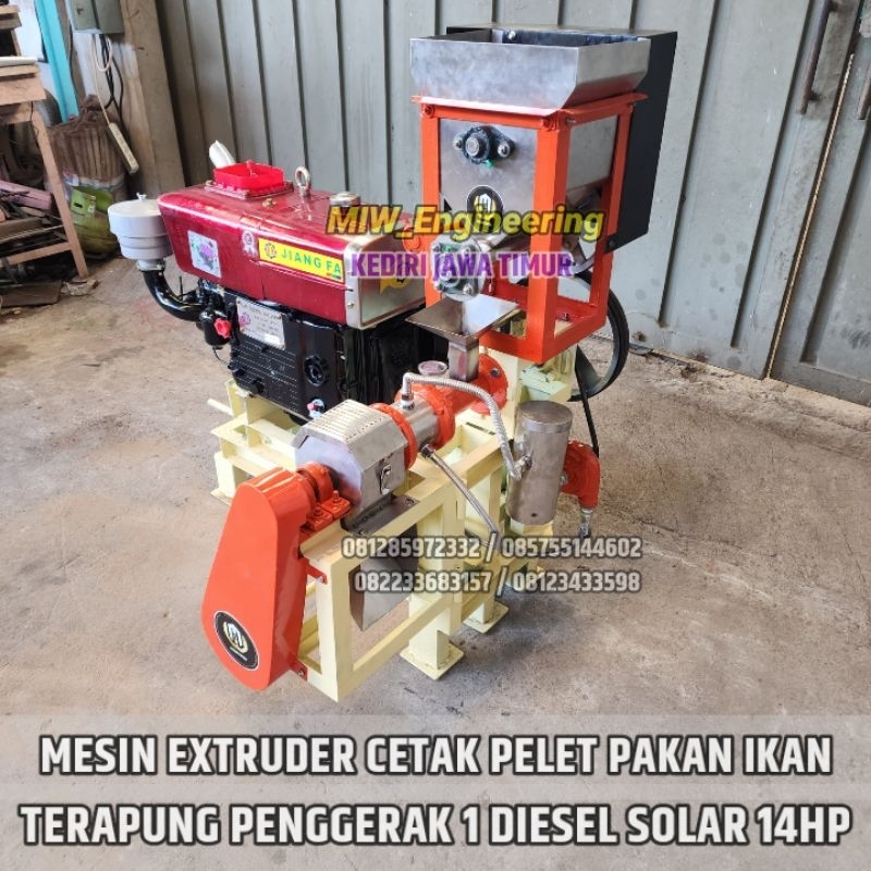 Jual Mesin Extruder Cetak Pelet Pakan Ikan Terapung Diesel Solar 14HP ...
