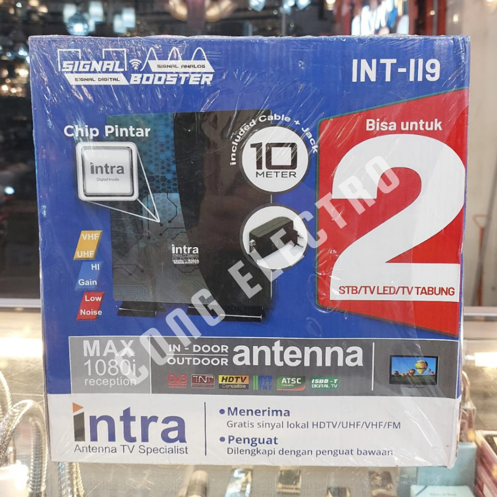 Jual ANTENNA TV DIGITAL INDOOR & OUTDOOR, INTRA ANTENNA INT-119, BISA 2 ...