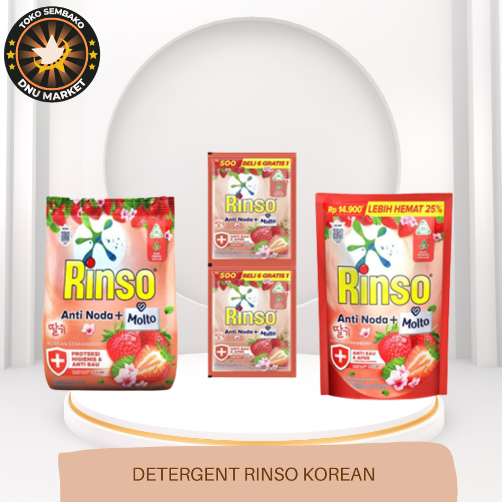 Jual RINSO DETERGEN LIQUID A/NODA+MOLTO KOREAN STRWBERY SACHET (18 ml ...