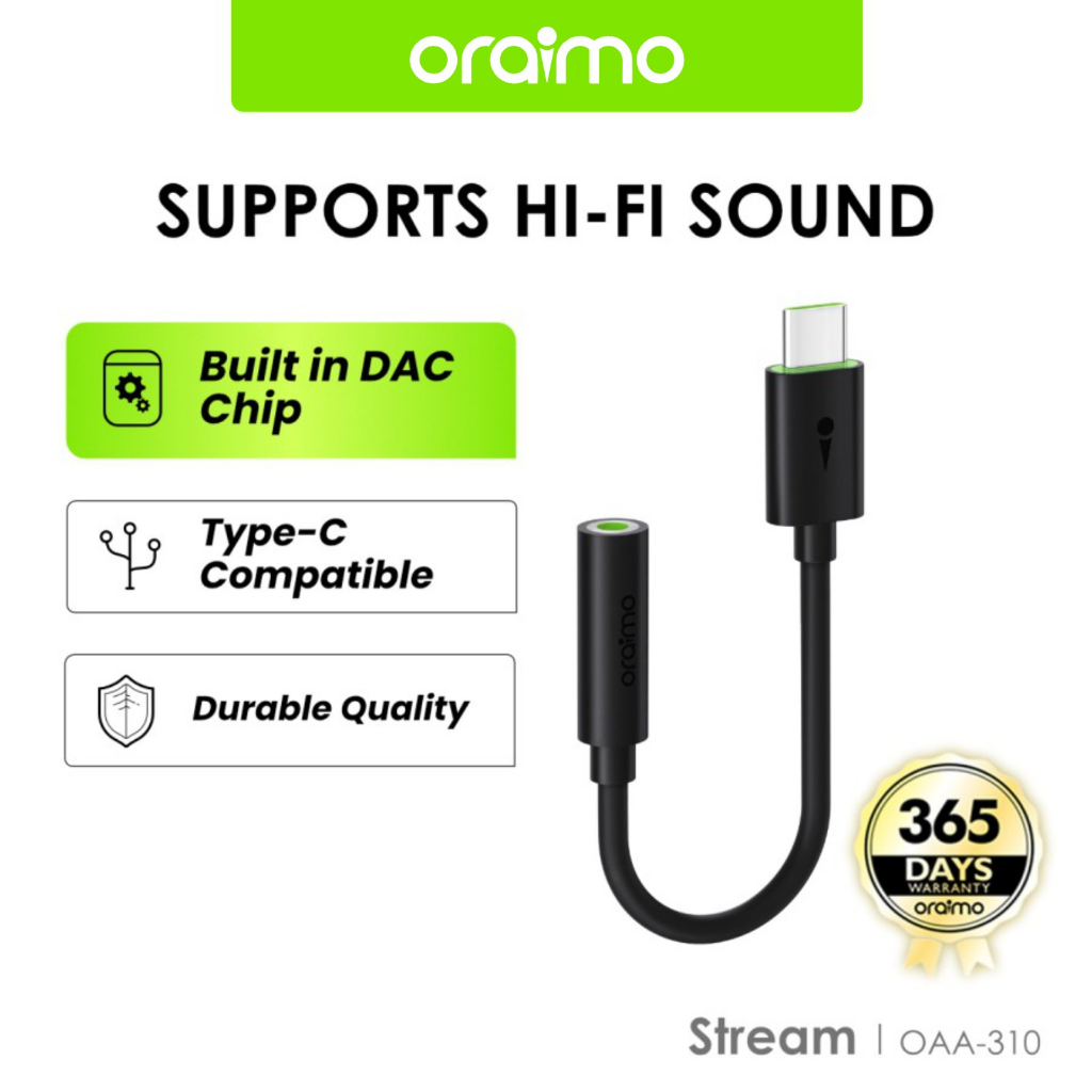 Jual Oraimo Audio Adapter Stream Connector Aux Headphone Jack 3.5mm to Type C OAA 310 | Shopee ...