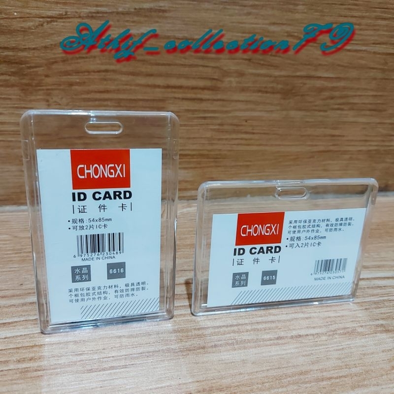 Jual Tempat Id Card Akrilik Transparan Holder Id Card 2 sisi Vertikal Horizontal | Shopee Indonesia
