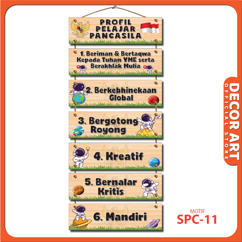 Jual DecorArt 70x30 Cm - Dekorasi Dinding Kelas Profil Pelajar Pancasila Gantung Tali 7 Susun ...