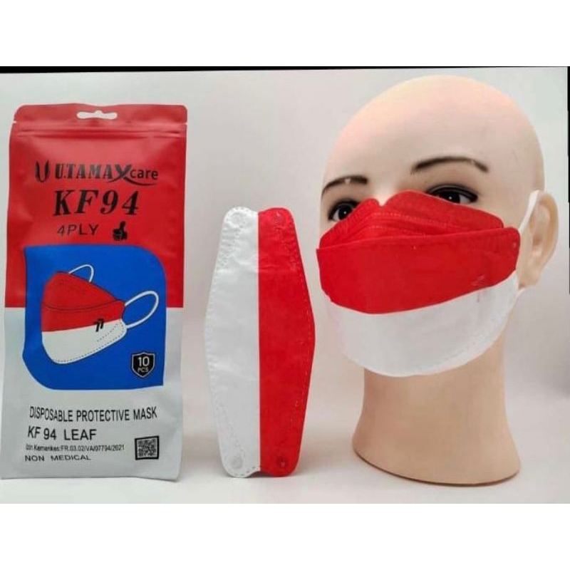 Jual MASKER KF94 MERAH PUTIH UTAMA CARE ISI 10 PCS / MASKER EDISI HUT ...