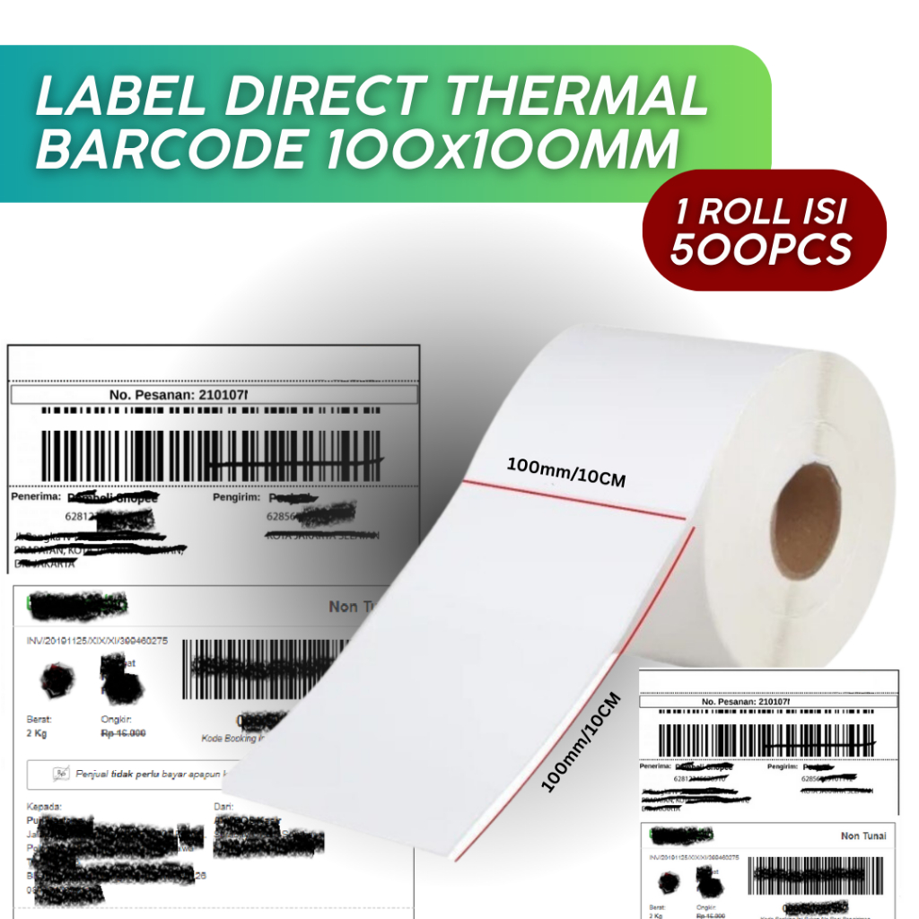 Jual Label Barcode Direct Thermal 1 Kolom 100x100mm (500 PCS) | Shopee Indonesia
