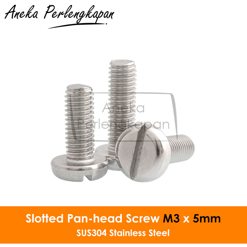 Jual Slotted Panhead Screw / Baut Minus Stainless Steel M3 x 5 Isi 10 ...
