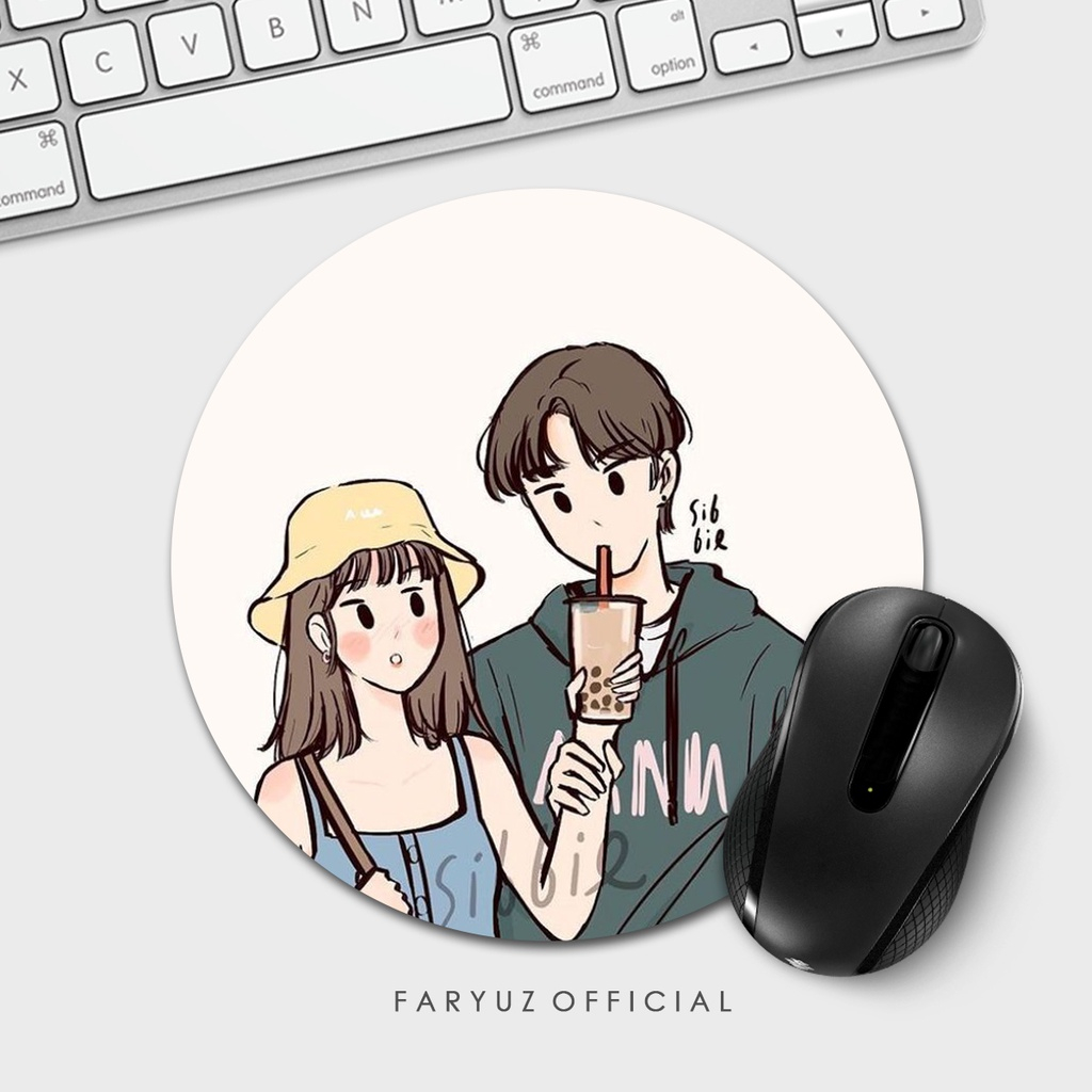 Jual Mousepad Bulat Couple Alas Tatakan Mouse Pad Gaming Custom Karet ...