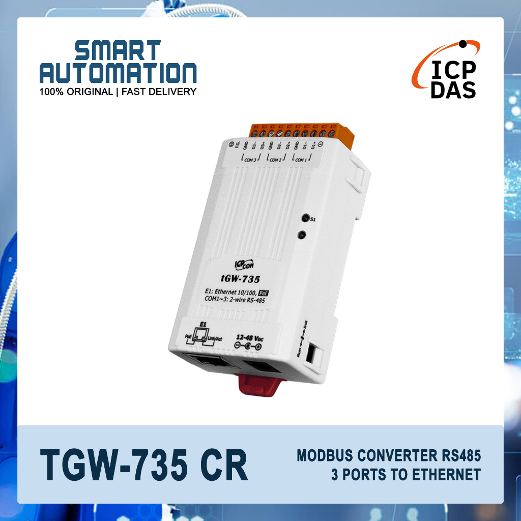 Jual ICPDAS TGW-735 CR Modbus Converter RS485 3 Port to Ethernet / Tiny Modbus/TCP to RTU/ASCII ...
