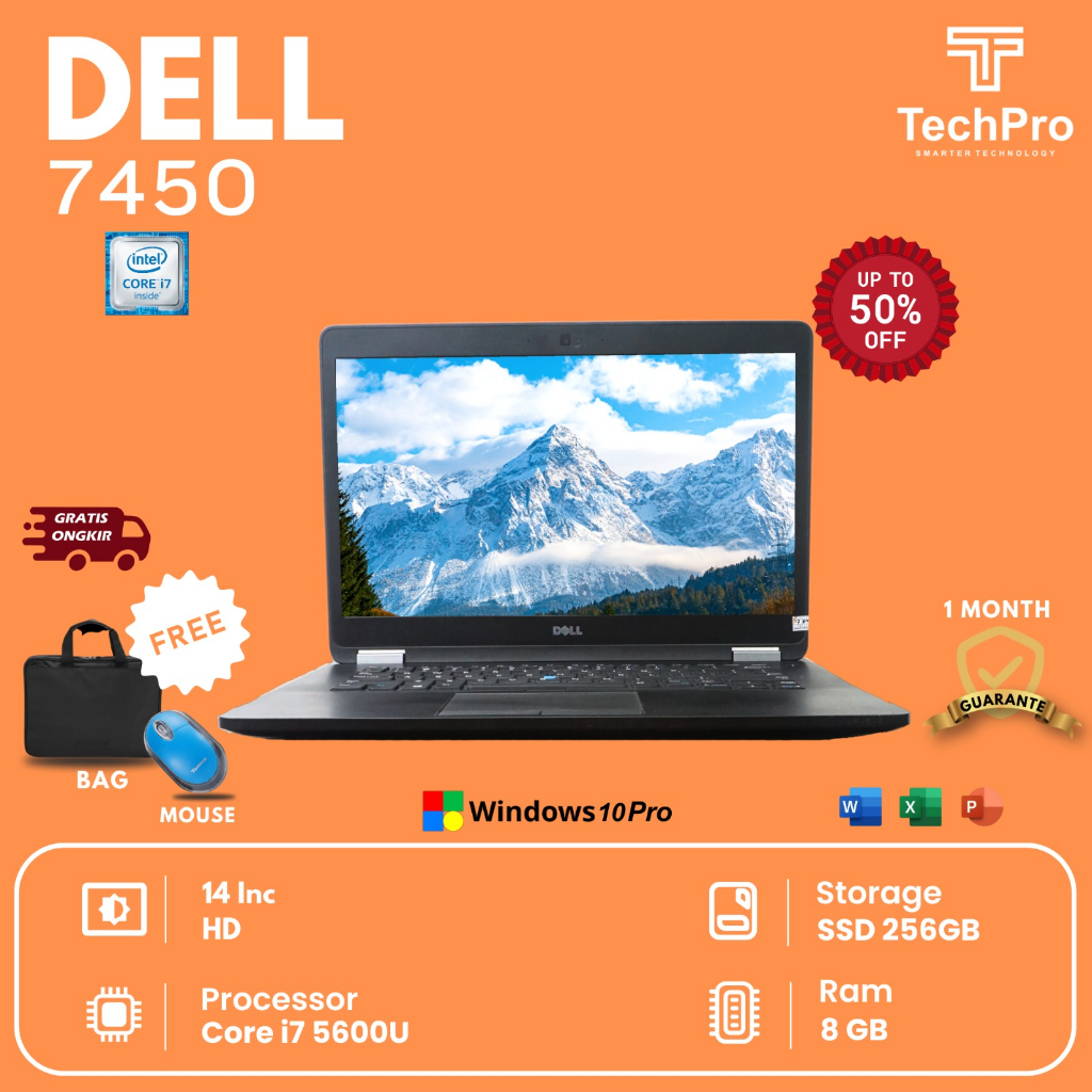 Jual LAPTOP DELL LATITUDE E7450 INTEL CORE i5 / i7 GEN 5TH LAYAR 12, INCH COCOK BUAT KULIAHAN ...