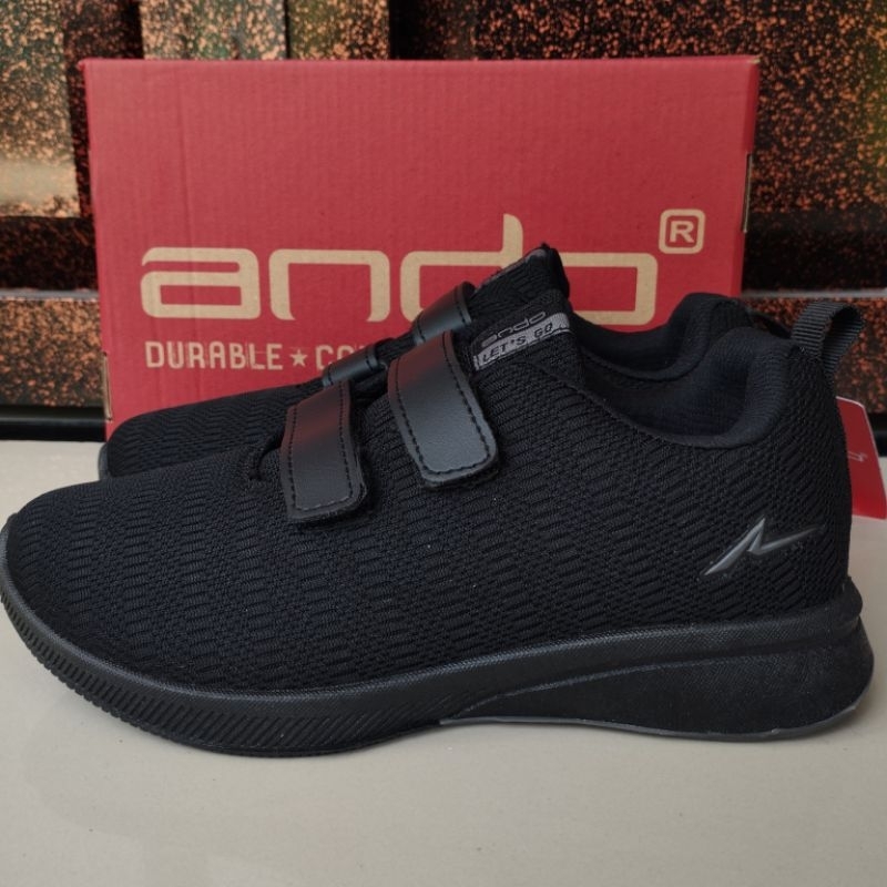 Jual Sepatu Ando original SIP 31 Velcro perekat hitam hitam all black ...