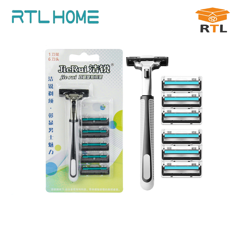 Jual RTL Pisau Cukur Manual Set 6pcs Pisau Dua Lapis Pisau Alat Cukur ...
