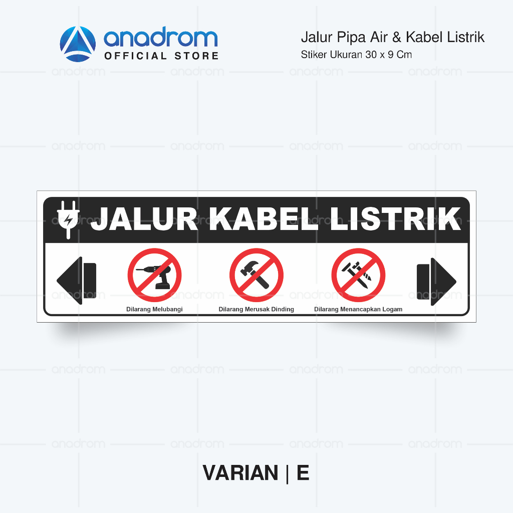 Jual Sticker Peringantan Jalur Kabel Listrik & Pipa Air | Size 30x9 Cm ...