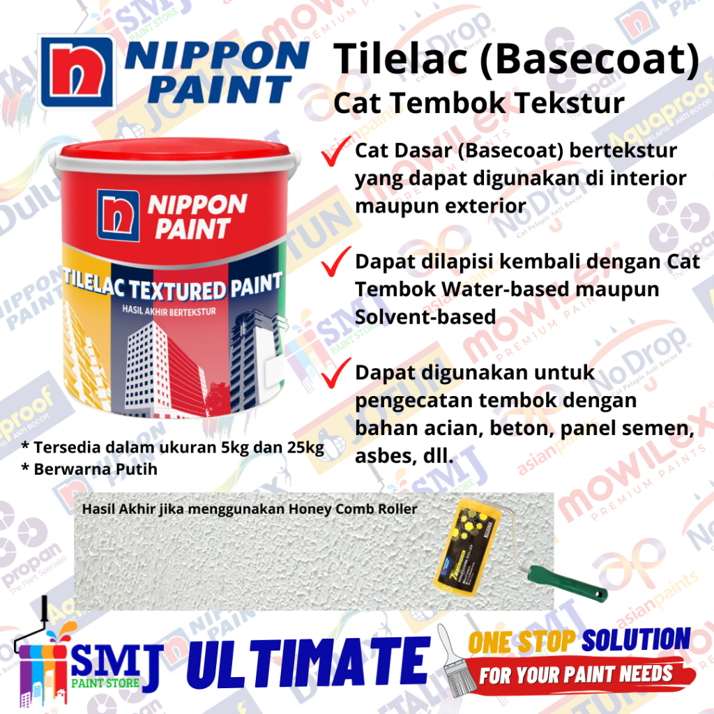 Jual Cat Tekstur Tembok NIPPON PAINT TILELAC EMA BASE / Textured Paint ...