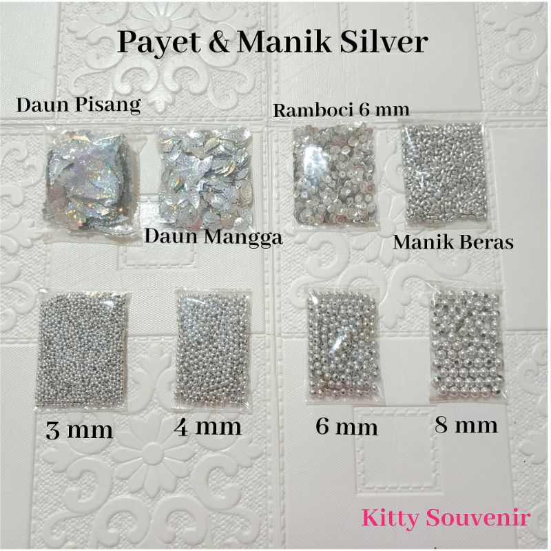 Jual Payet dan Manik warna Silver : Ramboci, Daun Mangga, Daun Pisang ...