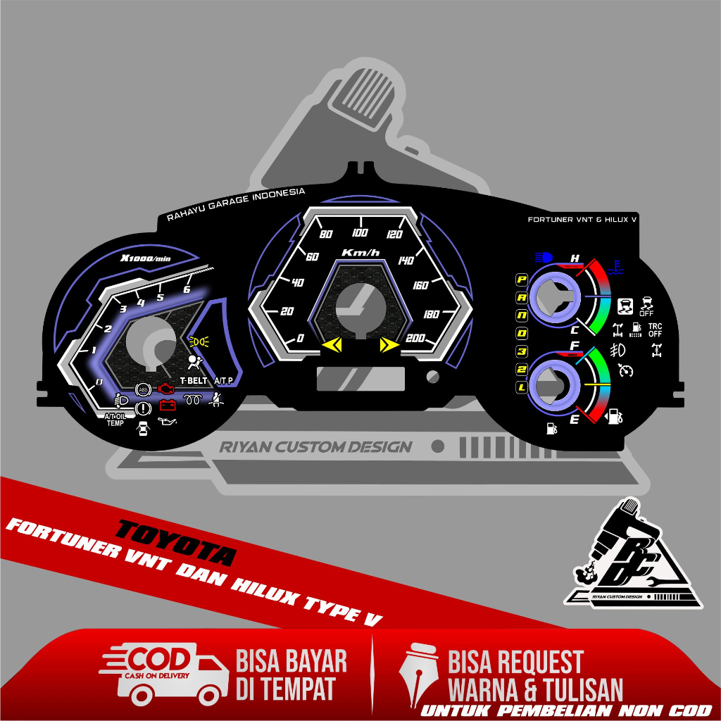 Jual papan speedometer custom fortuner vnt dan hilux type v panel spido ...