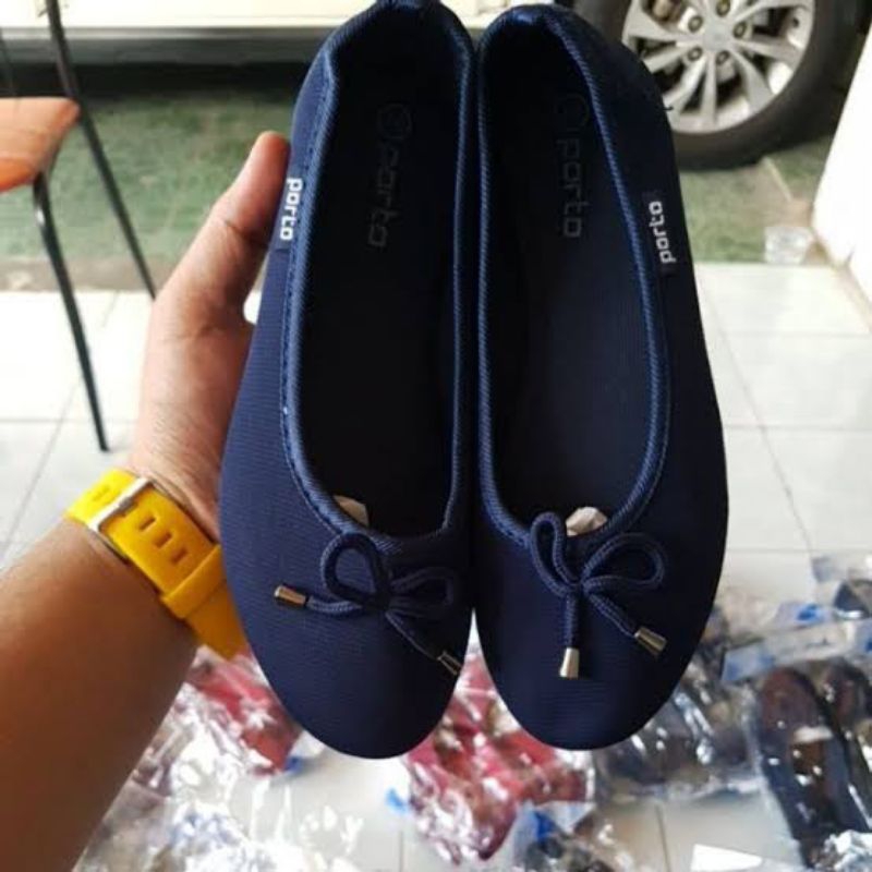 Jual Porto - Sepatu Wanita Flatshoes Balet Kain Model Pita Simple Empuk ...
