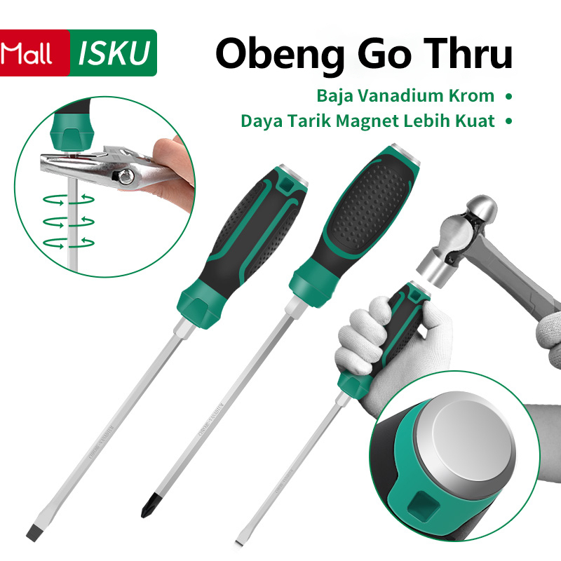 Jual ISKU Obeng Ketok Magnet Phillips Dan Plus Obeng PH2X160mm Tip ...