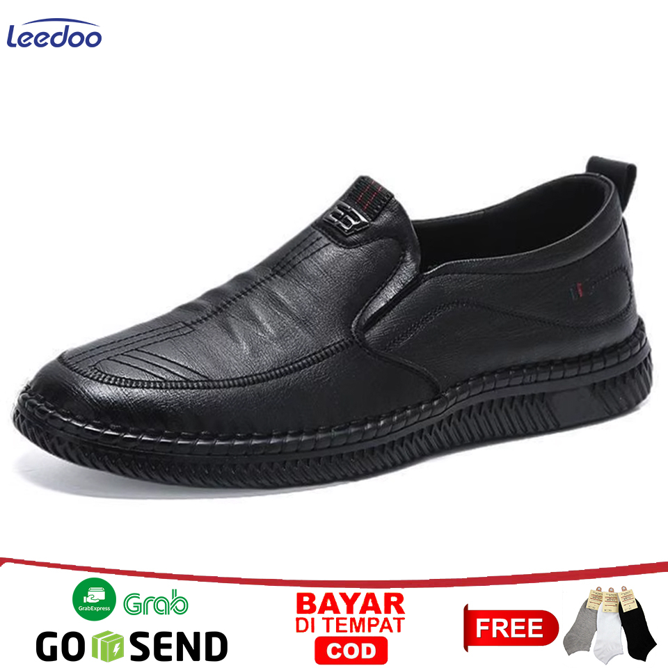 Jual Leedoo Sepatu Slip On Pria Kulit Kerja Formal Sepatu Kuliah ...