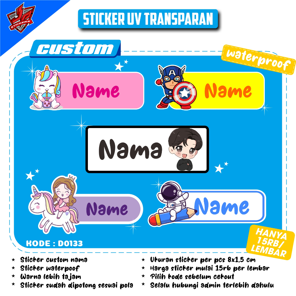 Jual STICKER UV TRANSPARAN | STICKER LABEL BUKU | LABEL NAMA | CUSTOM ...