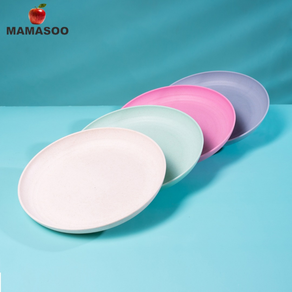 Jual Mamasoo Piring Makan Bahan Plastik Wheat Straw Ukuran 23 & 25 Cm ...
