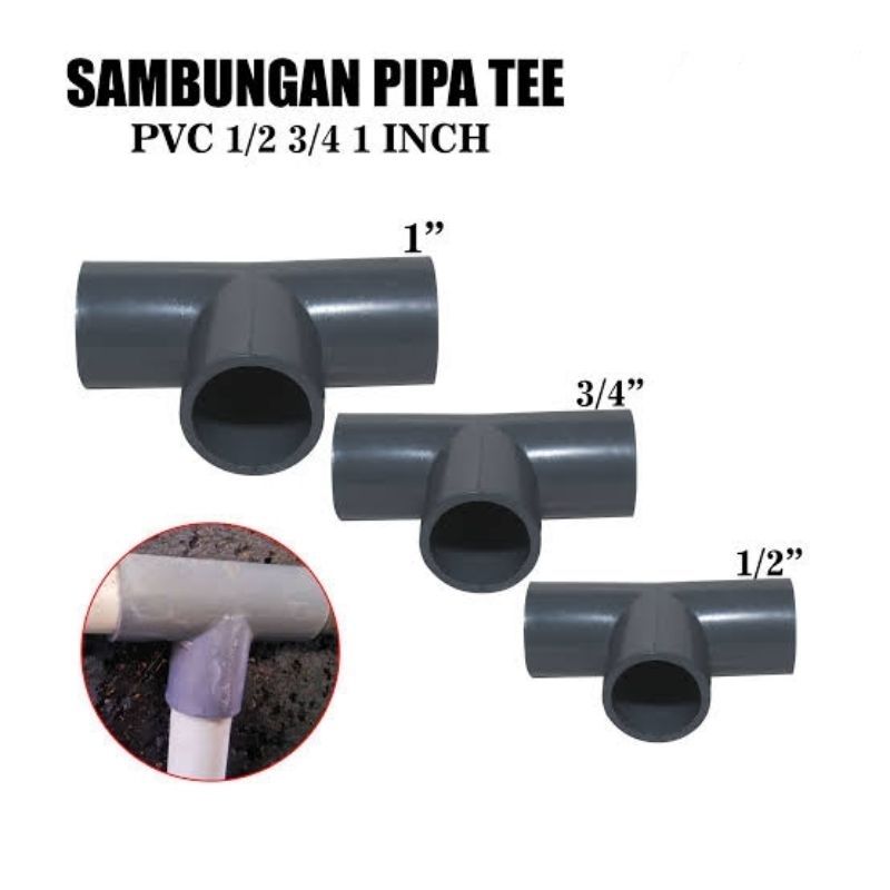 Jual Tee Pipa PVC 1/2" inch MDN Sambungan Pipa Air Model T | Shopee ...