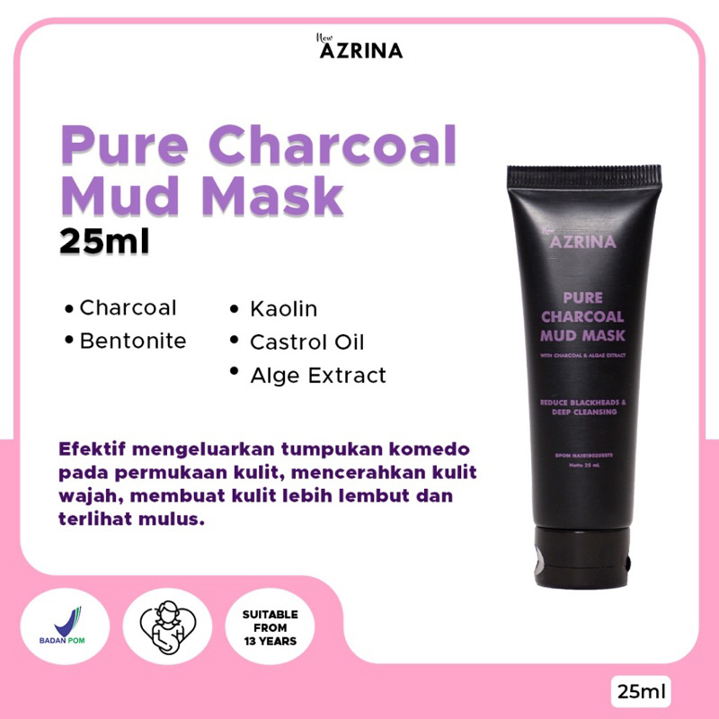 Jual AZRINA UKURAN MINI 25 ml Pure Charcoal Mud Mask | Shopee Indonesia