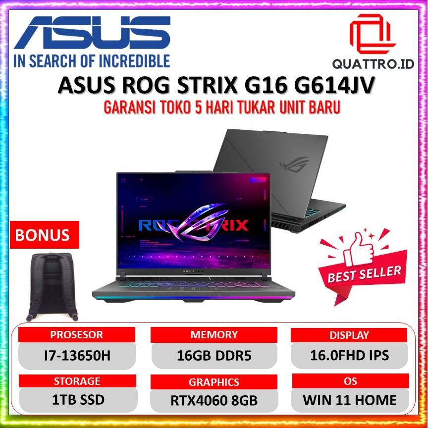 Jual Asus ROG STRIX G16 G614JV RTX4060 8GB/ i7 13650HX Ram 16GB ssd 1TB ...