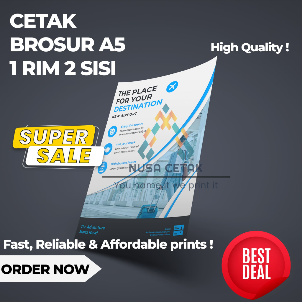 Jual Cetak Brosur/Flyer A5 - 2 SISI (500lbr / 1 RIM) - Murah ! | PO 2 HARI | Shopee Indonesia