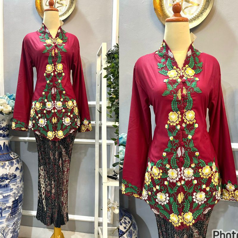 Jual SET KEBAYA ENCIM BORDIR 3D MOTIF BUNGA | KEBAYA ENCIM PESTA ...