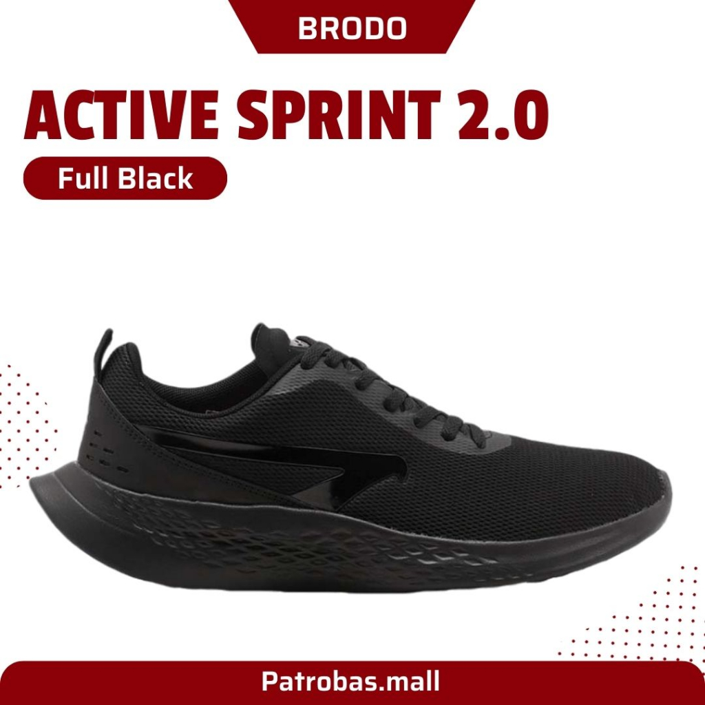 Jual BRODO Active Sprint 2.0 Full Black Original Sepatu Sneakers Sport ...