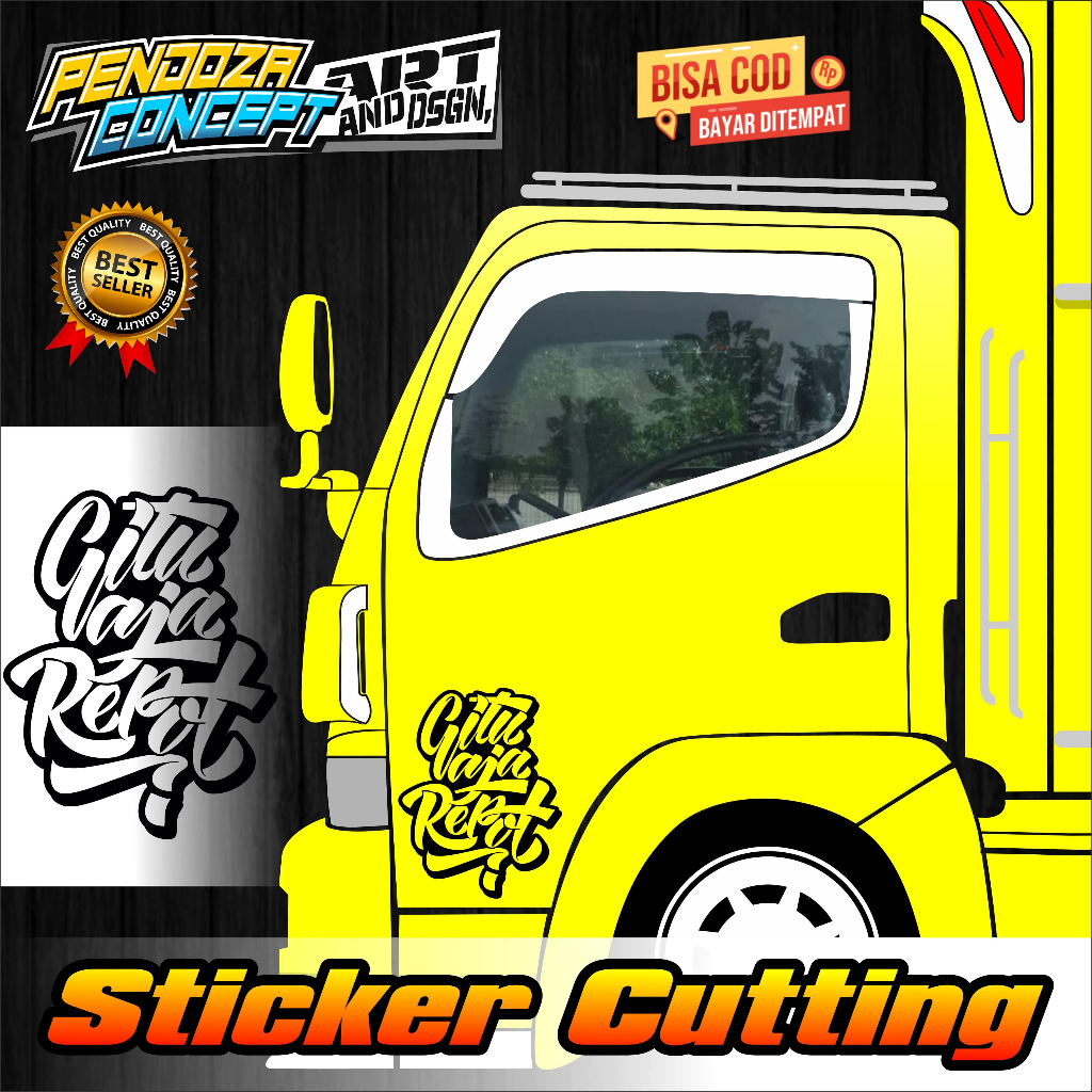Jual stiker pintu truk canter stiker cutting tulisan typografy stiker ...