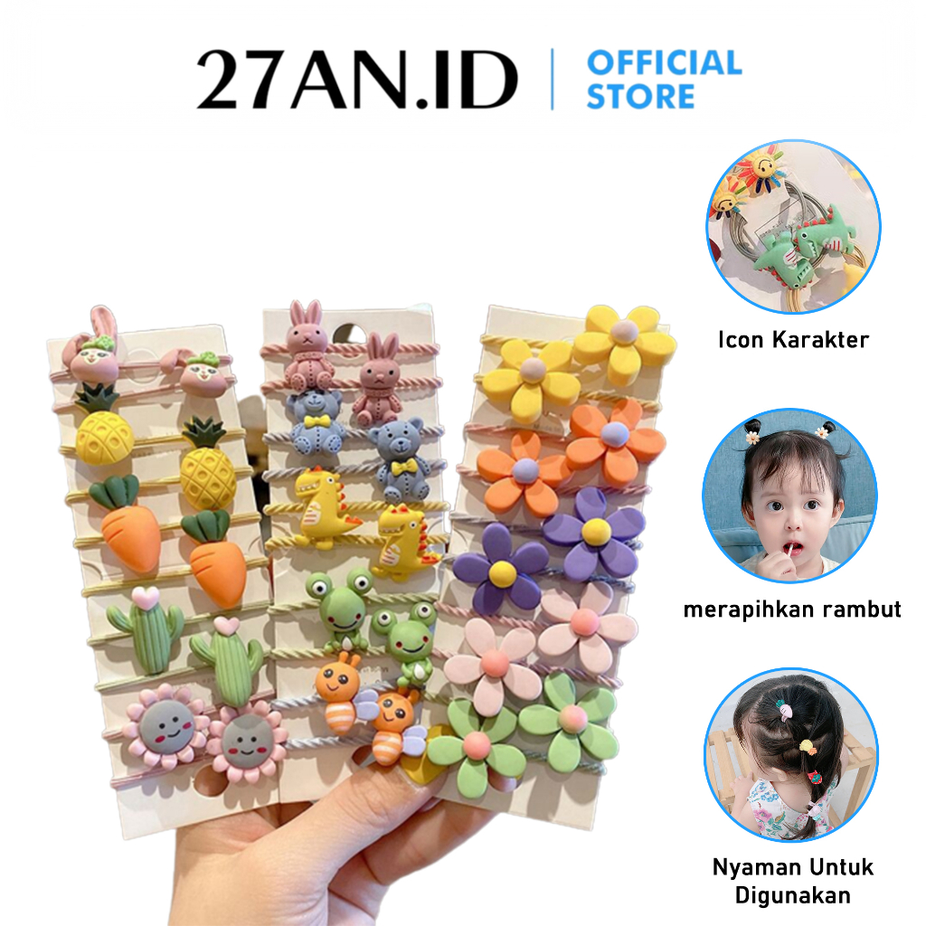 Jual ( 27AN.ID ) Set Ikatan Rambut H501 Anak Icon Karakter Import Ikat ...