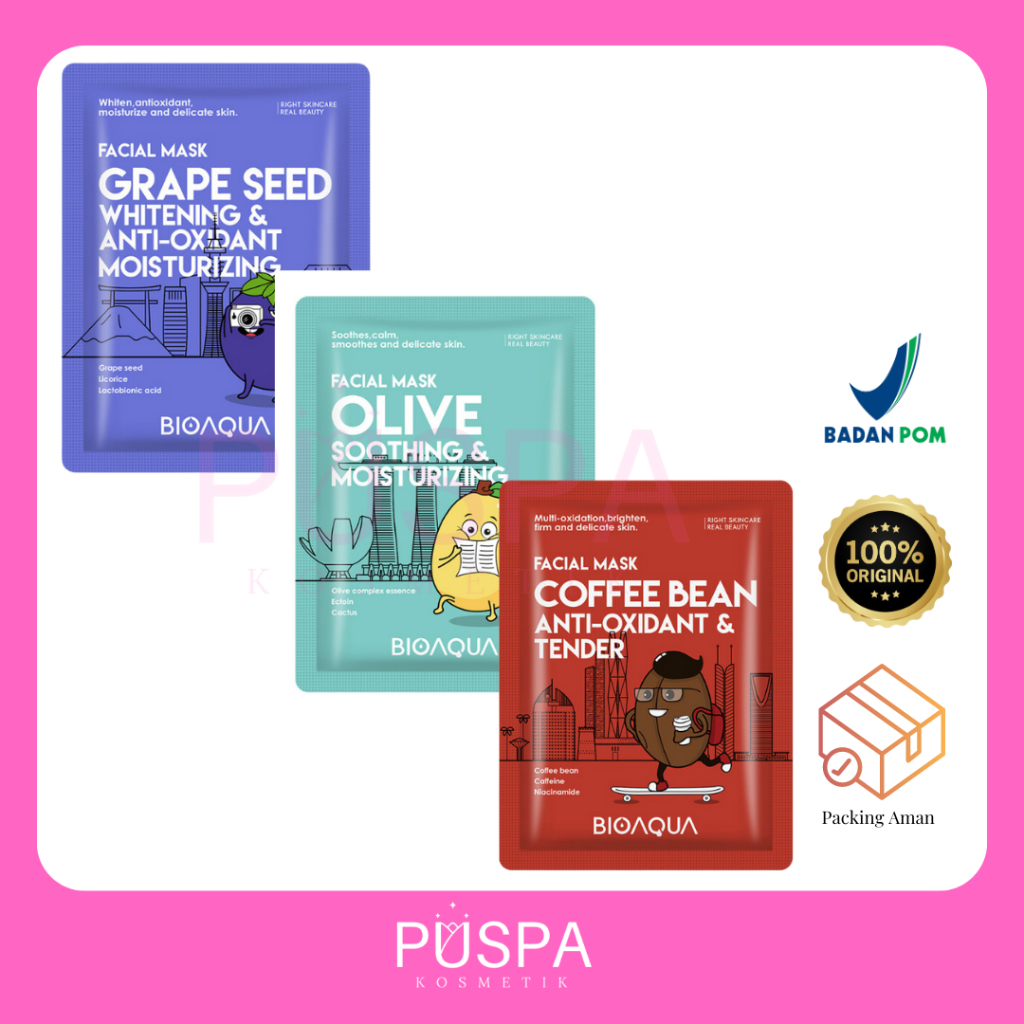 Jual BIOAQUA Sheet Mask Masker Wajah Biji Buah Face Mask 25ml | Shopee ...
