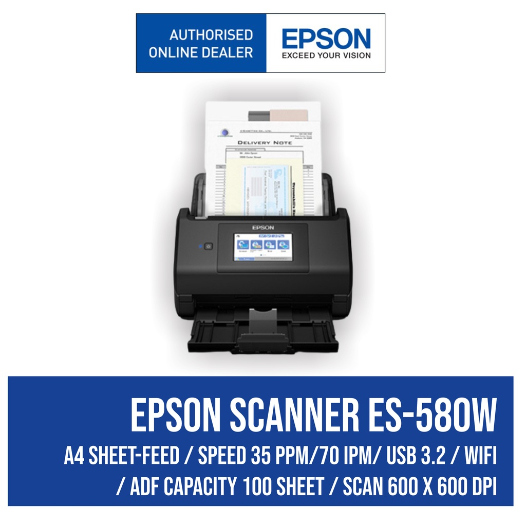Jual Scanner Epson ES 580W WorkForce A4 Duplex Sheetfed ADF | Shopee ...