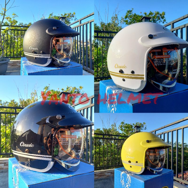 Jual HELM INJAK 06 MOTIF LINE || HELM RETRO MODEL INNER VISOR | Shopee ...