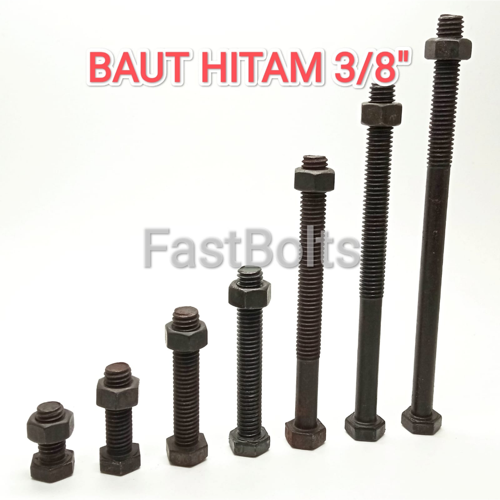 Jual BAUT DAN MUR HITAM KUNCI 14 PANJANG 7,5CM (3/8"X3") | Shopee Indonesia