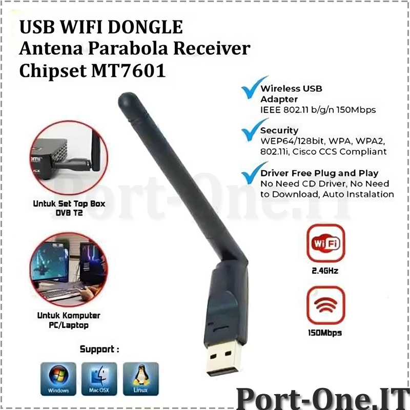 Jual USB Wifi STB DVBT2 TV Digital MT 7601 for Set Top Box DVB T2 TV ...