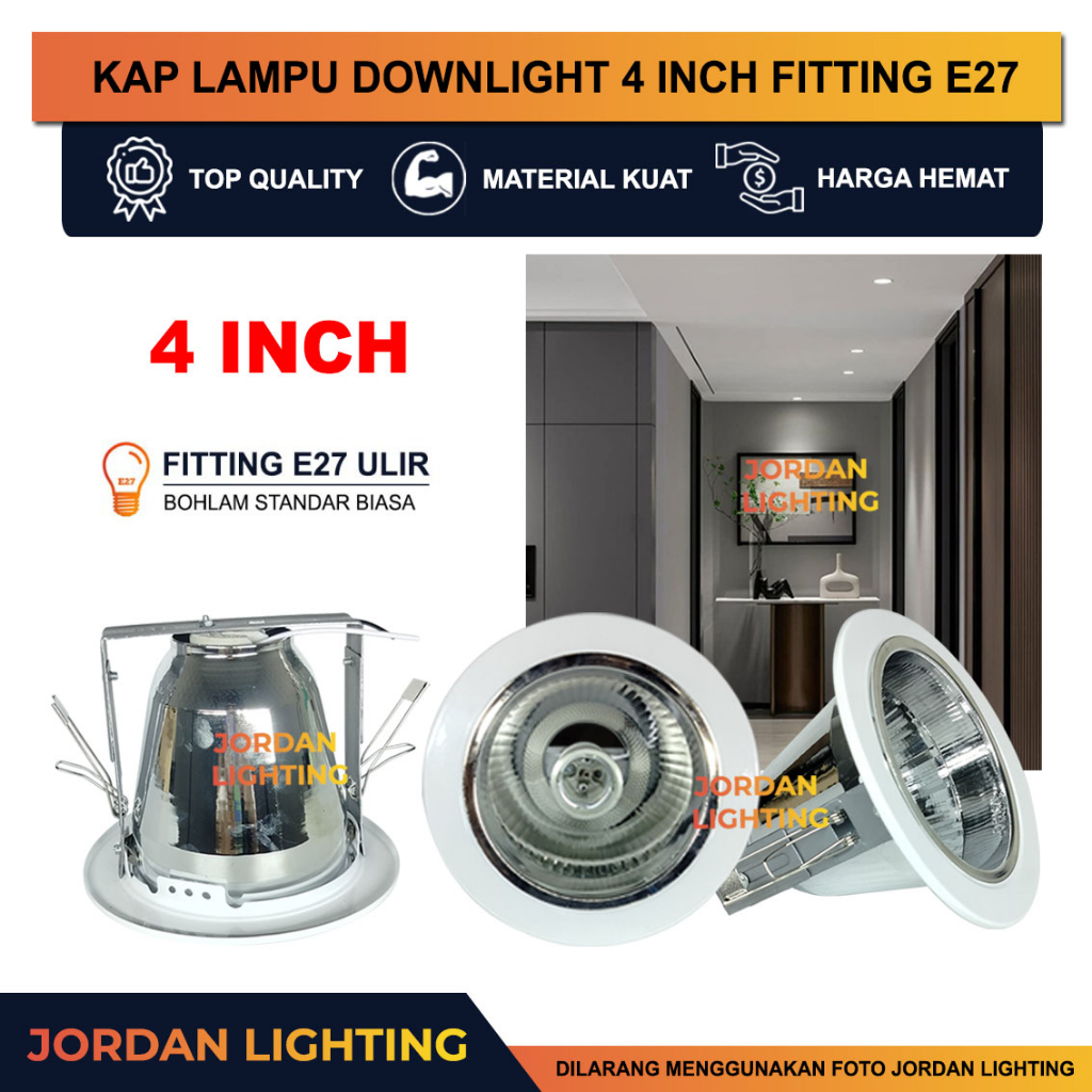Jual Kap Lampu Downlight Plafon 4 Inch Adjustable Fitting E27 Ulir ...