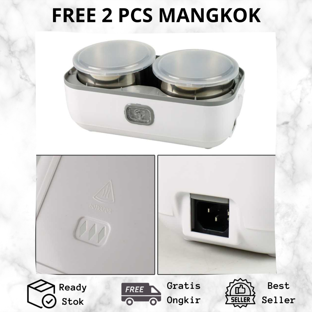 Jual Kotak Makan Pemanas Elektrik Bento Box 1 Layer FREE 2 Pcs Mangkok ...