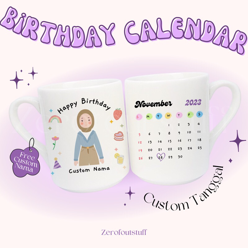 Jual CUSTOM MUG BIRTHDAY WITH CALENDAR / GELAS CUSTOM KALENDER / HADIAH ...