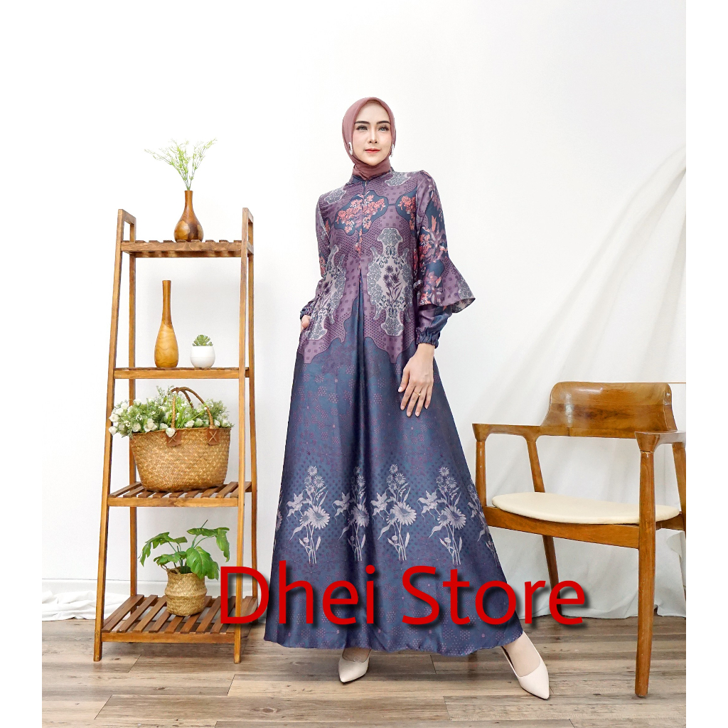 Jual Gamis Motif Bunga Sultan / Drees Tangan Terompet / Gamis Mewah ...