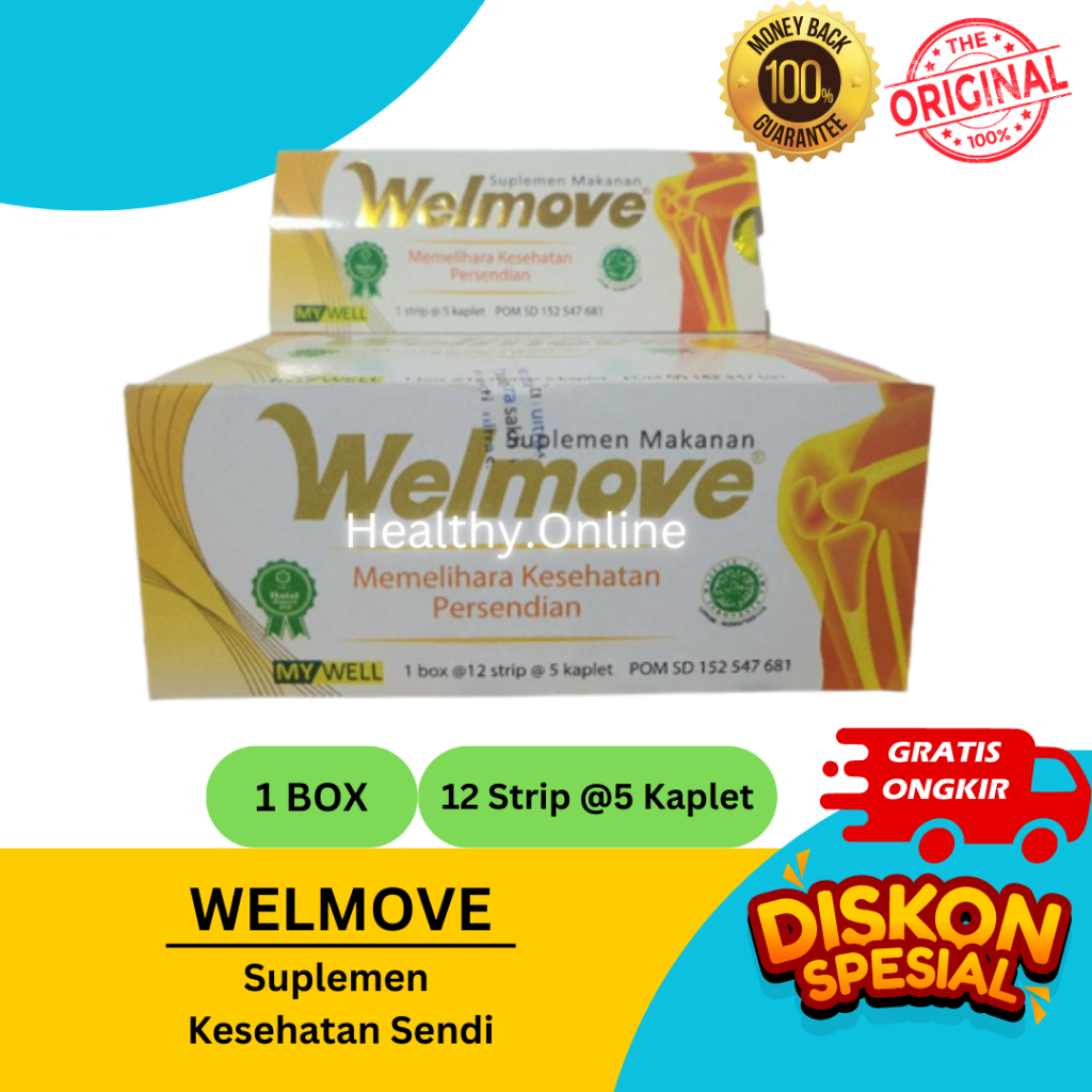 Jual Wellmove Suplemen Kesehatan Sendi per box 12 strip @5Kaplet (60 ...