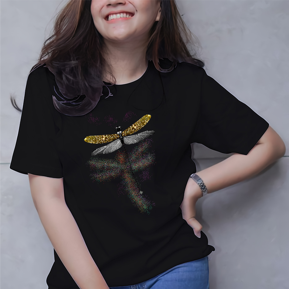 Jual COD ID - Tshirt Motif Dragonfly capung cute/ Kaos Katun Wanita ...