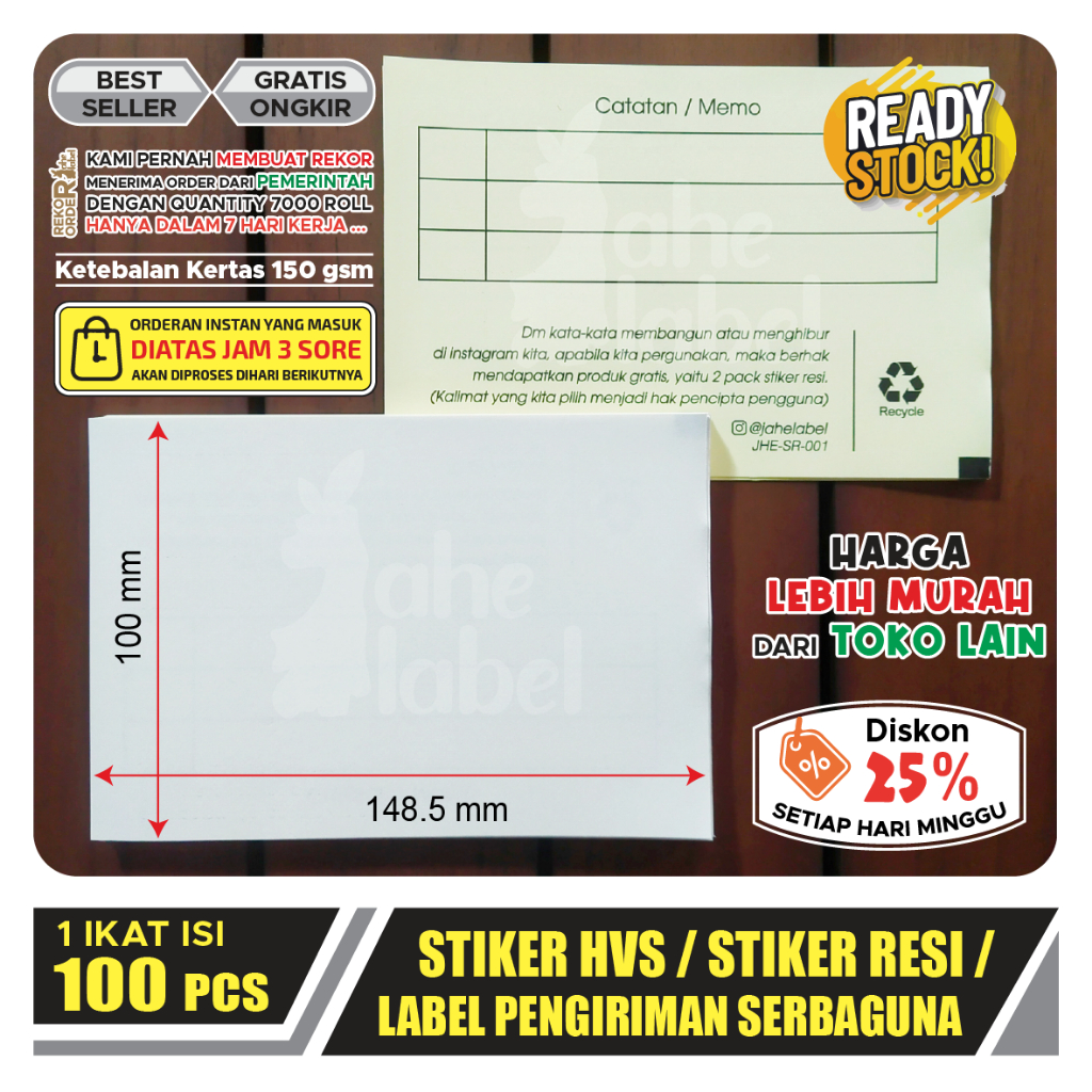 Jual STIKER HVS / STIKER RESI / LABEL PENGIRIMAN SERBAGUNA | Shopee ...